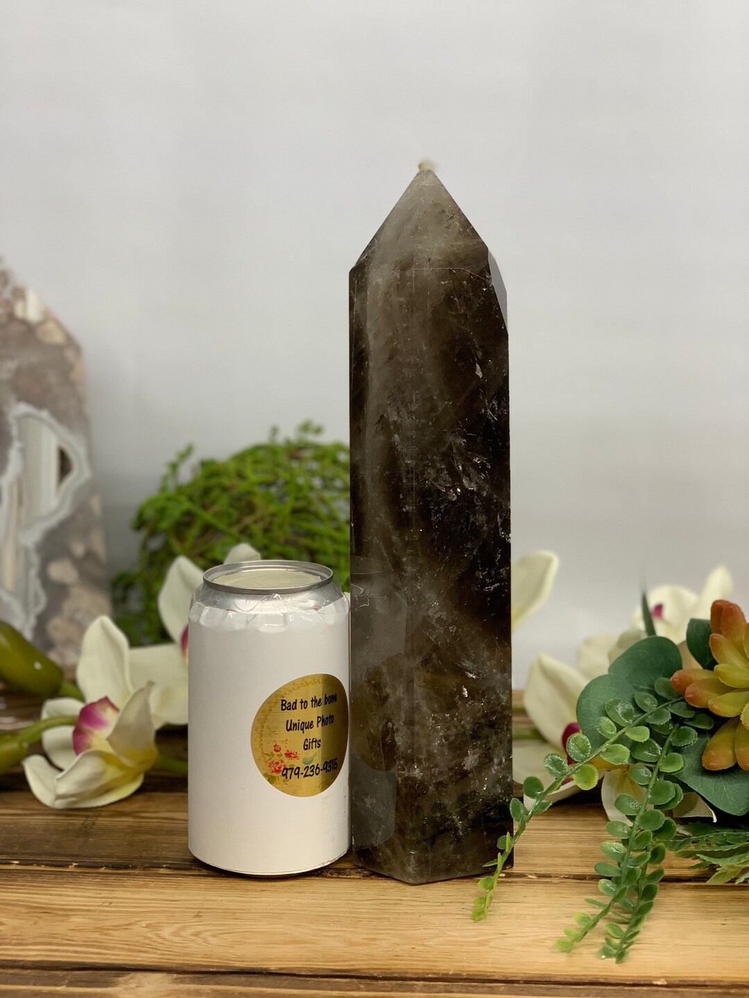 Huge Smoky Quartz Carved Tower Obelisk Generator 11.5" Tall With ...