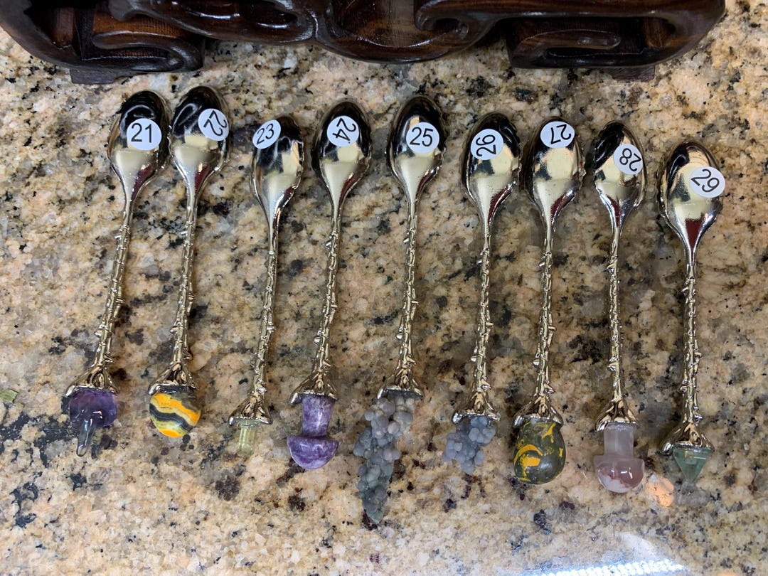 Mini Crystal Spoon Witch Altar Spoon Herbal Mini Crystal Witchcraft ...