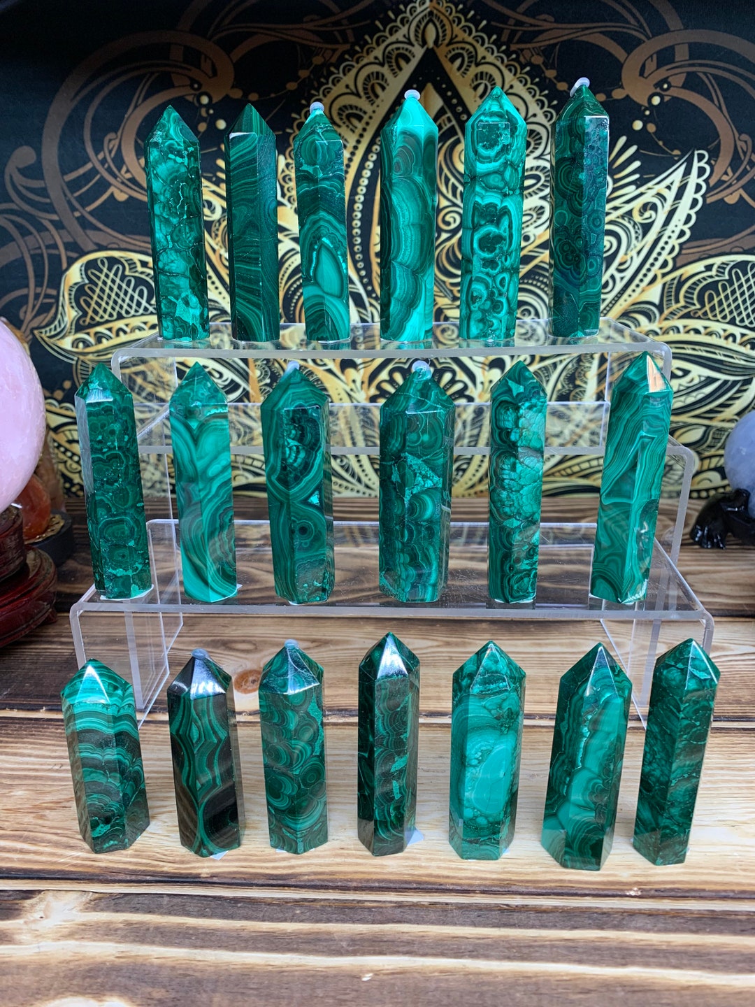 Stunning Rare Genuine Malachite Tower Point AAA Grade Natural Crystal ...