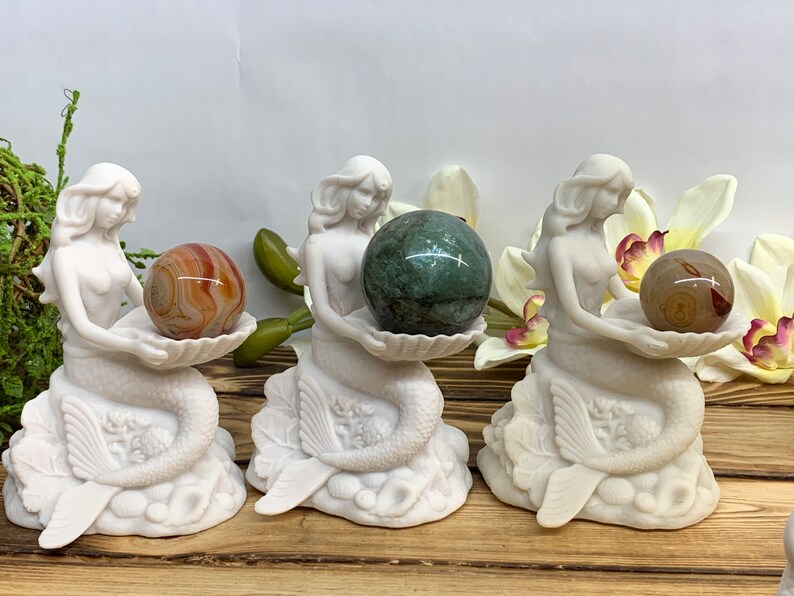 Mermaid Sphere Orb Stand Holder Crystal Decor Crystals Altar Decor ...