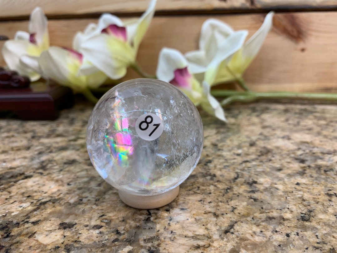 Rare Clear Quartz Sphere Massive Rainbows and Gorgeous Inclusions ...