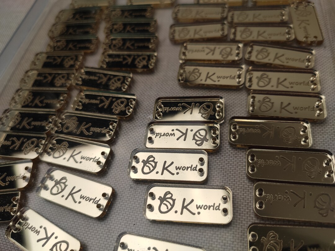 Mirror Acrylic Rectangle Labels, Plastic Customized Brand Name Product ...