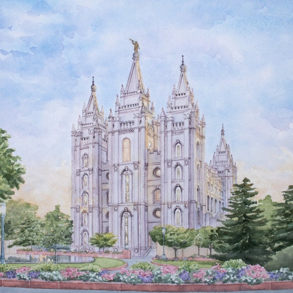 Slc Temple Print - Etsy