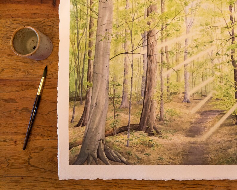 Sacred Grove, Watercolor Landscape, Landscape Print, Spiritual Art ...