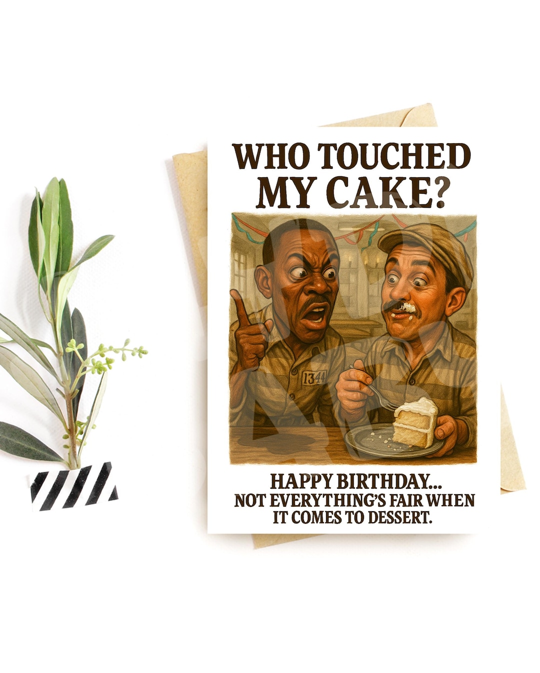 Funny Birthday Card for Him – Prison Cake Fight Card – Parody Dessert ...