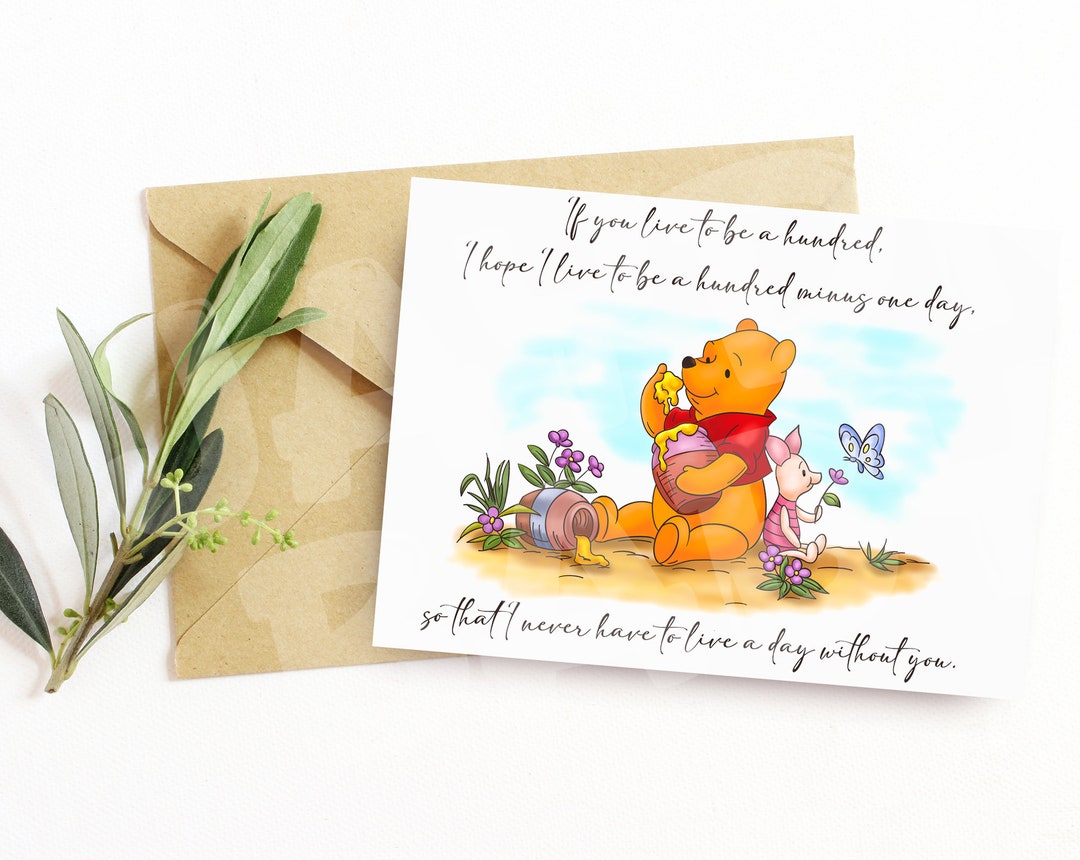 Winnie the Pooh Classic Sentiment Card Thinking of You Love Card Quote Birthday Card Happy ...