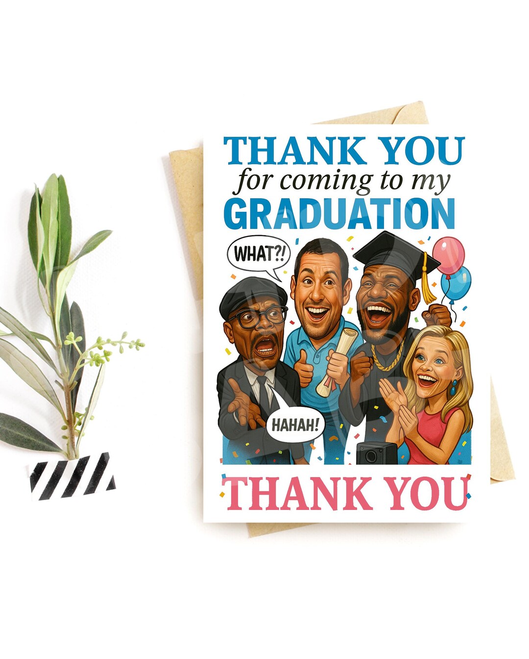 Funny Graduation Thank You Card – Bold Celebrity Crowd Scene, Party ...
