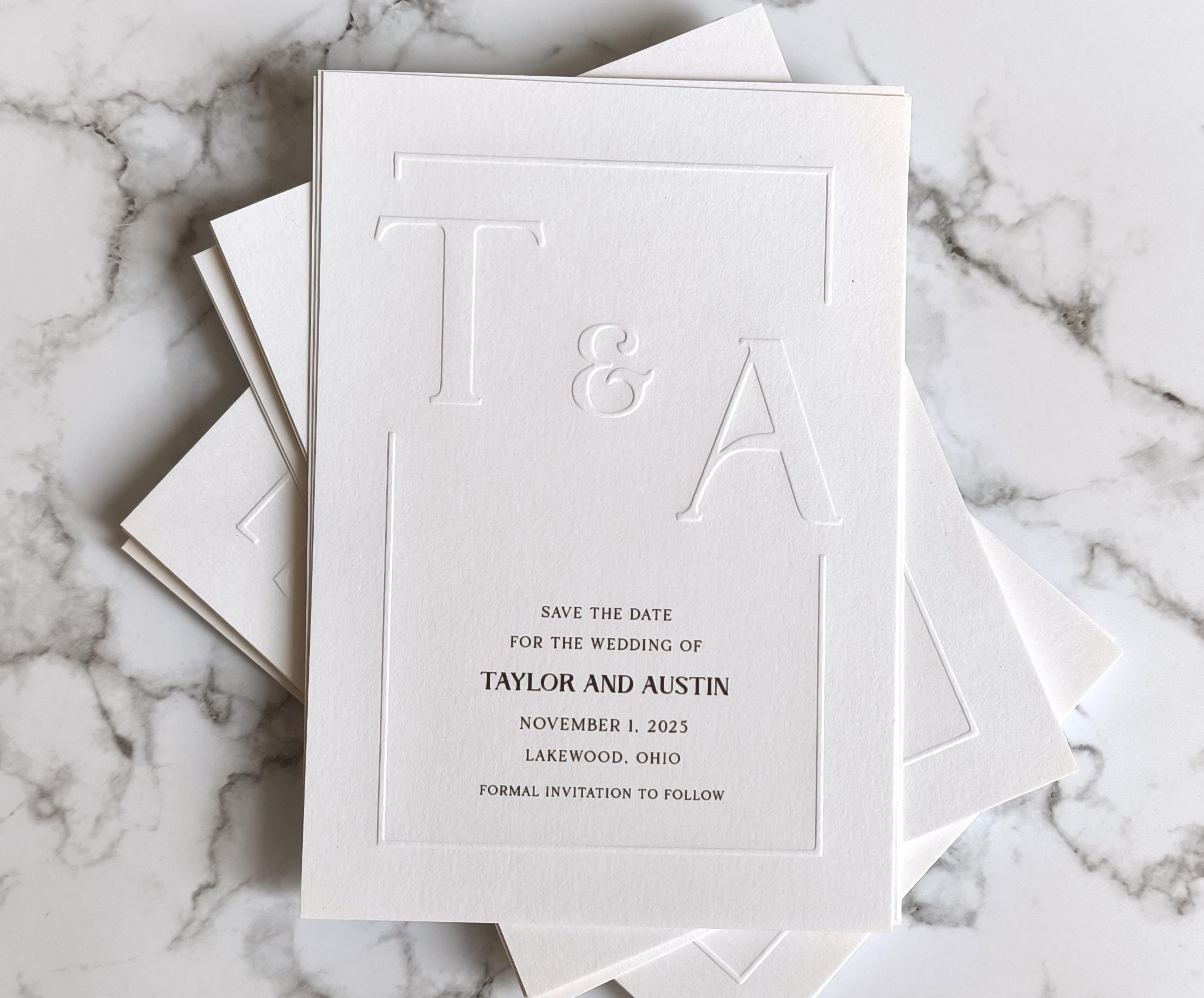 Embossed Save the Date, Embossed Invitation, Printed Save the Date ...