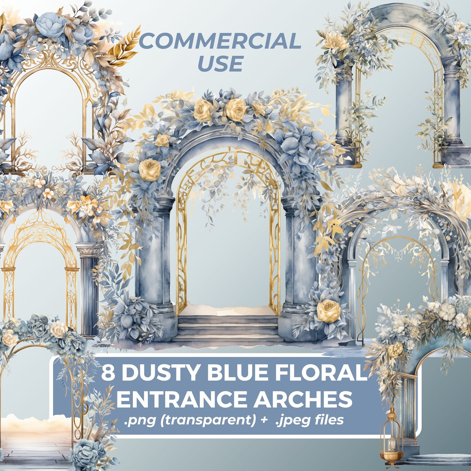 Floral Arch Entrances, Watercolor Floral Arch, Wedding Floral Arch, 8 ...