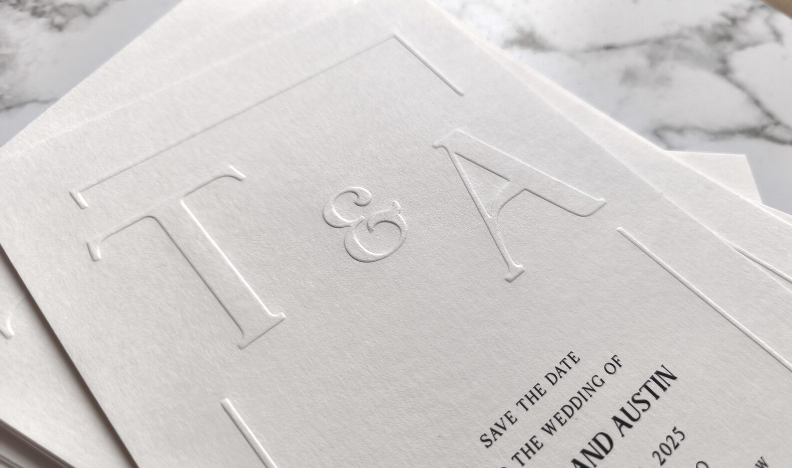 Embossed Save the Date, Embossed Invitation, Printed Save the Date ...