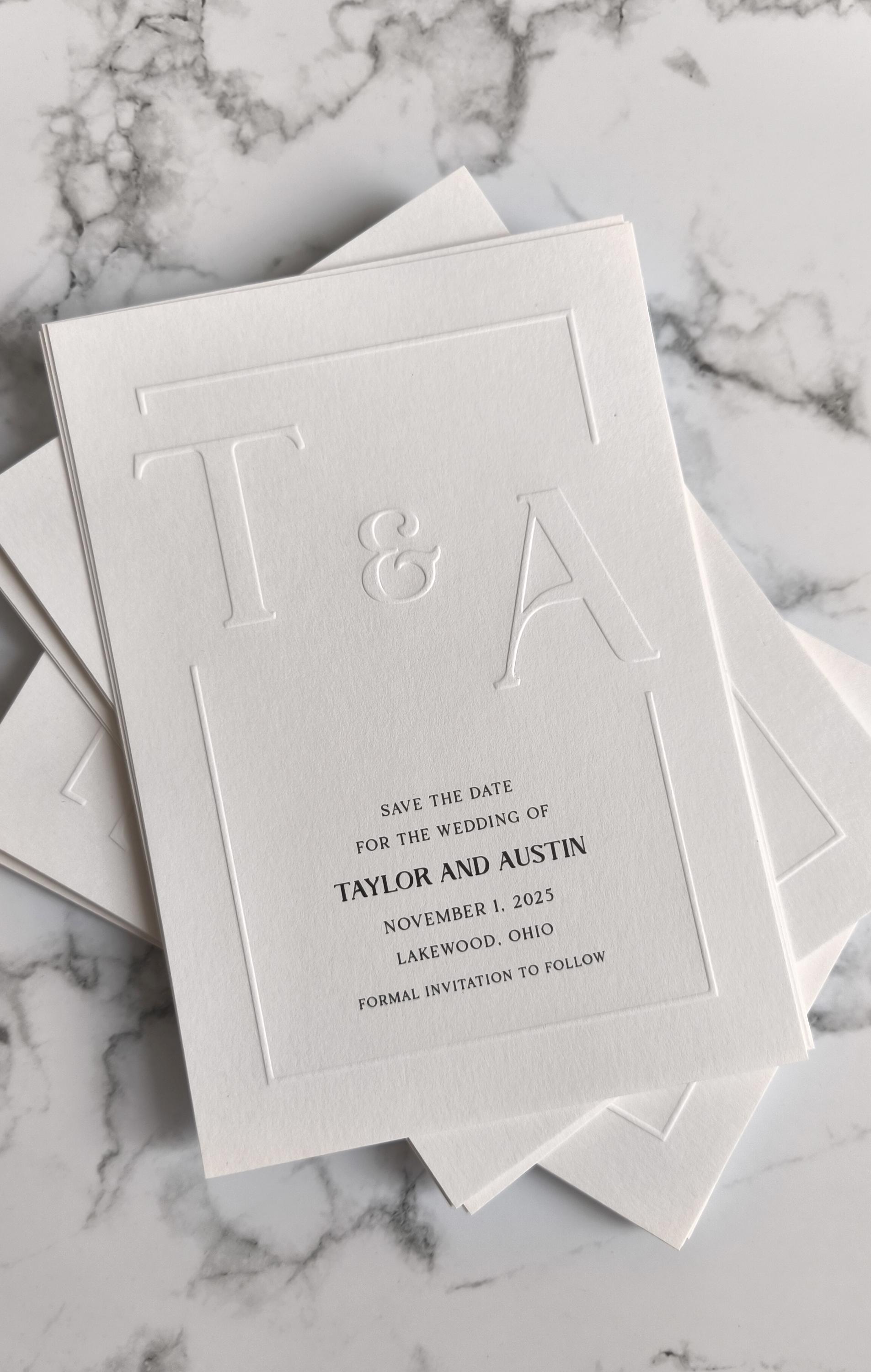 Embossed Save the Date, Embossed Invitation, Printed Save the Date ...