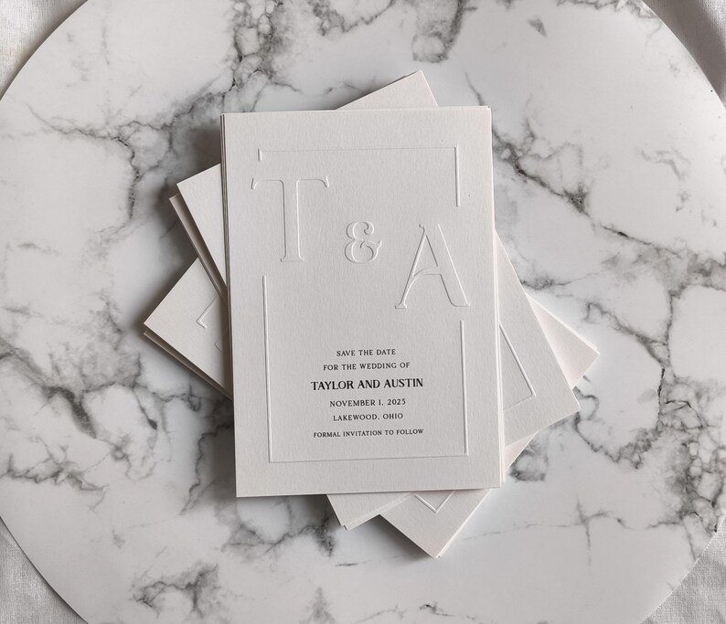 Embossed Save the Date, Embossed Invitation, Printed Save the Date ...