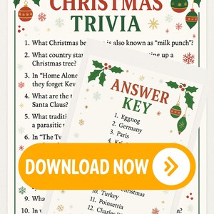 Christmas Trivia Party Game | Printable Kids & Family Xmas Party Fun ...