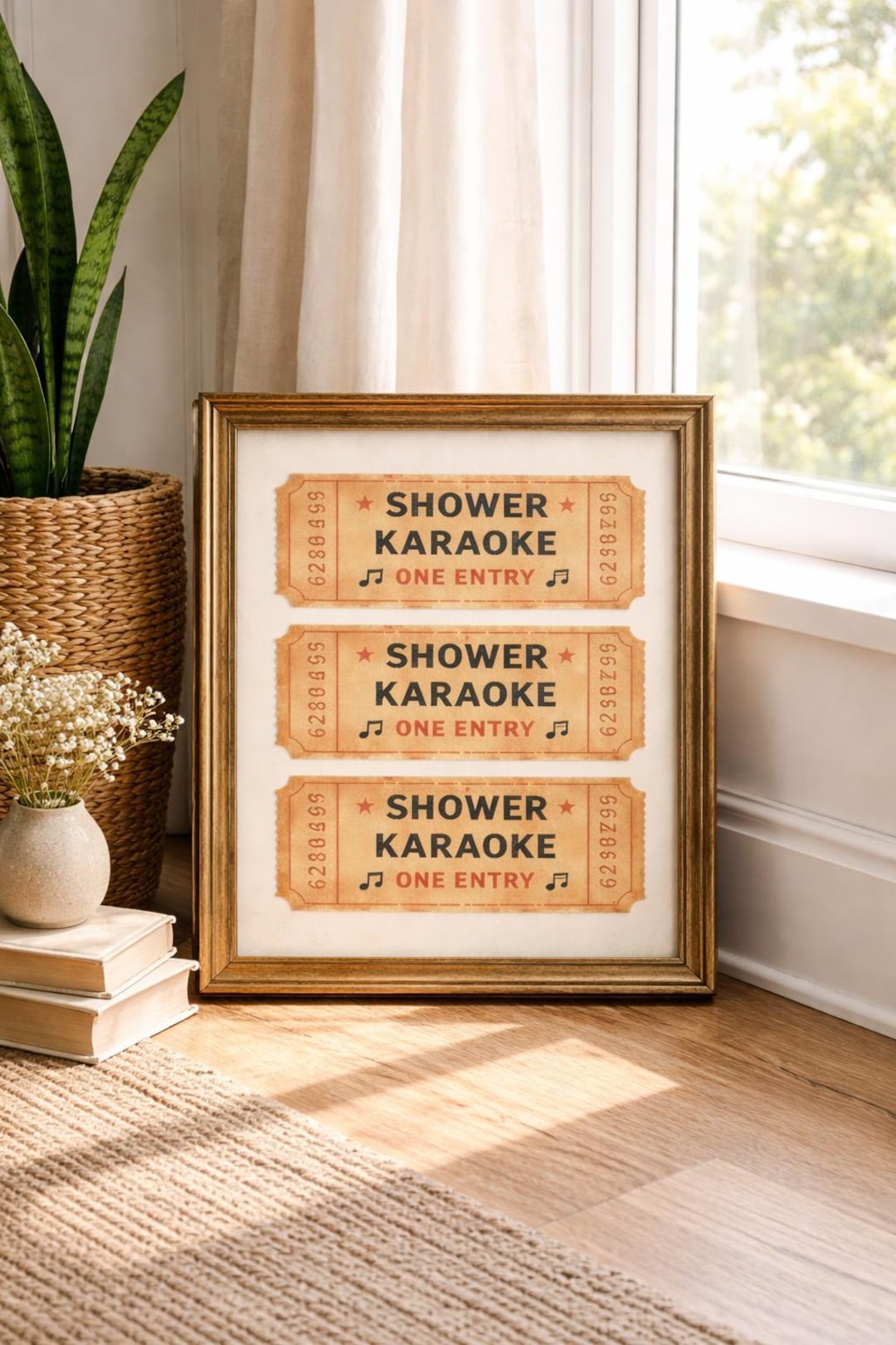 Shower Karaoke Printable, Retro Ticket Bathroom Art, Funny Bathroom ...