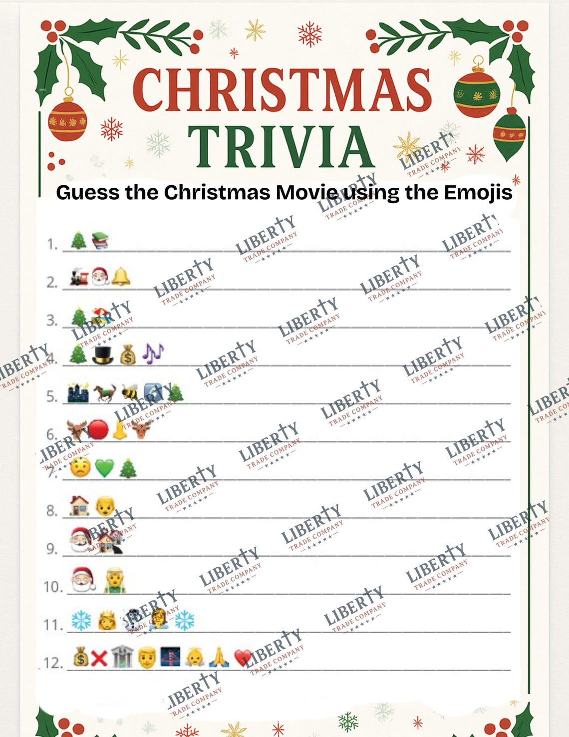 Christmas Emoji Trivia Game | Holiday Fun (digital Download) - Etsy