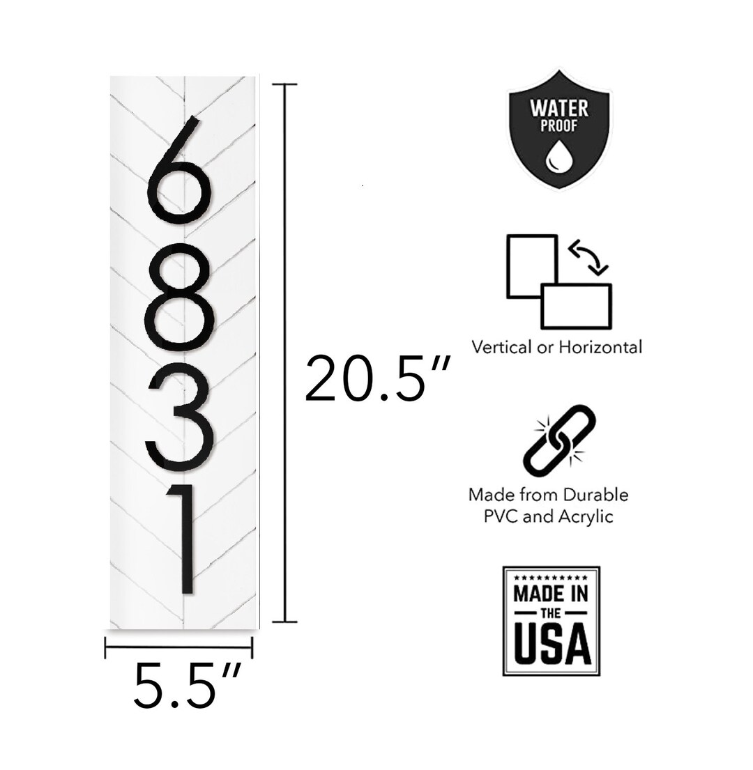 Chesapeake 100% UV & Weatherproof Vertical Address Sign, Address Plaque ...