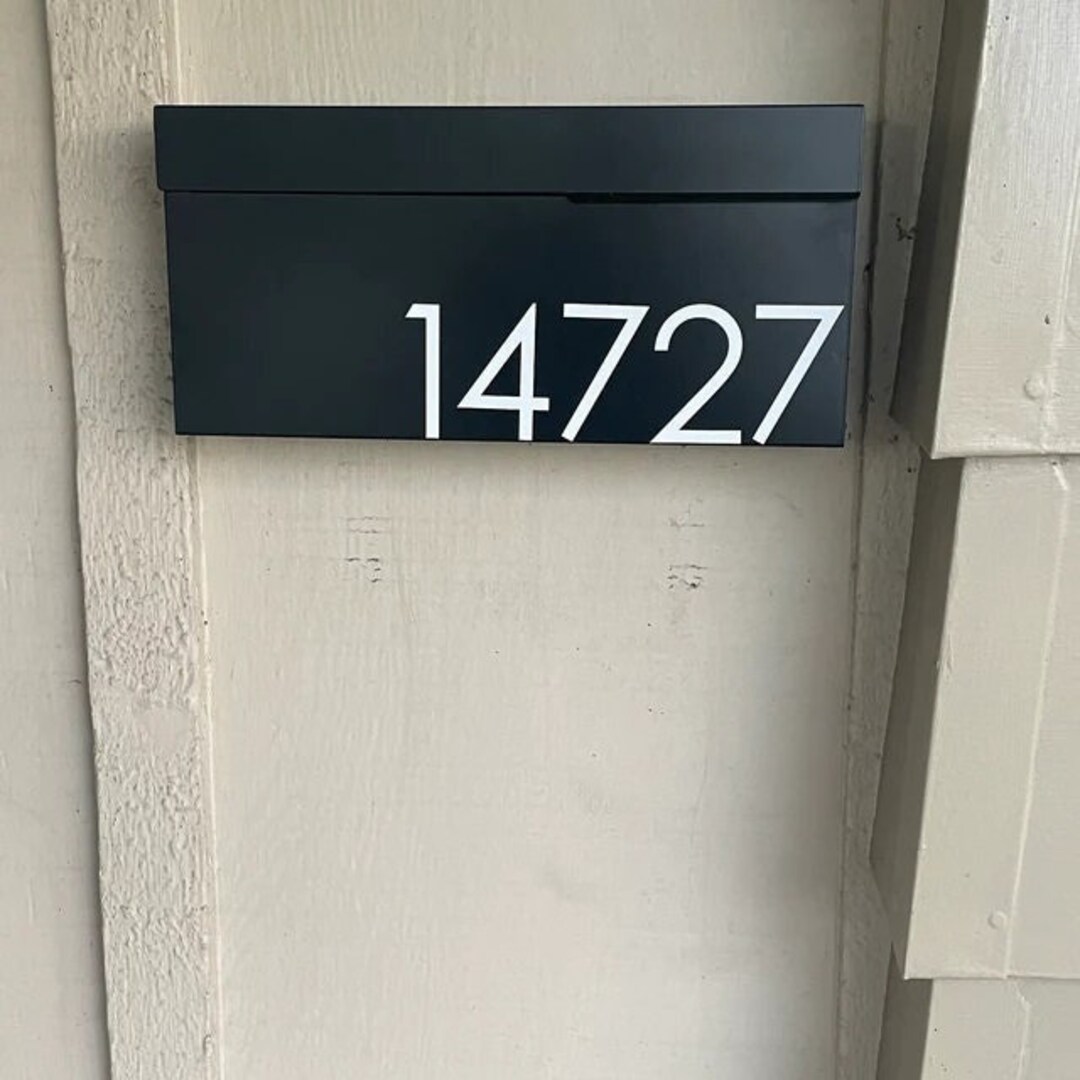 Modern Locking Mailbox: Black Metal Wall Mount With Numbers - Etsy