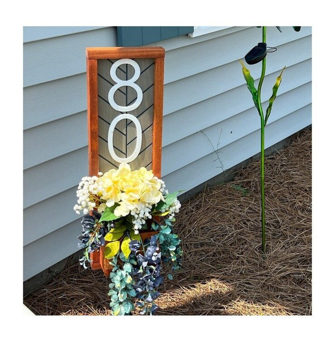 Providence Custom House Number Sign and Planter Stake, Fairview Design ...