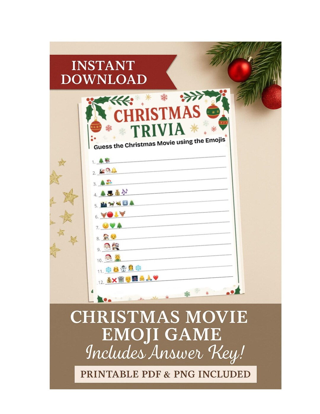 Christmas Emoji Trivia Game | Holiday Fun (digital Download) - Etsy