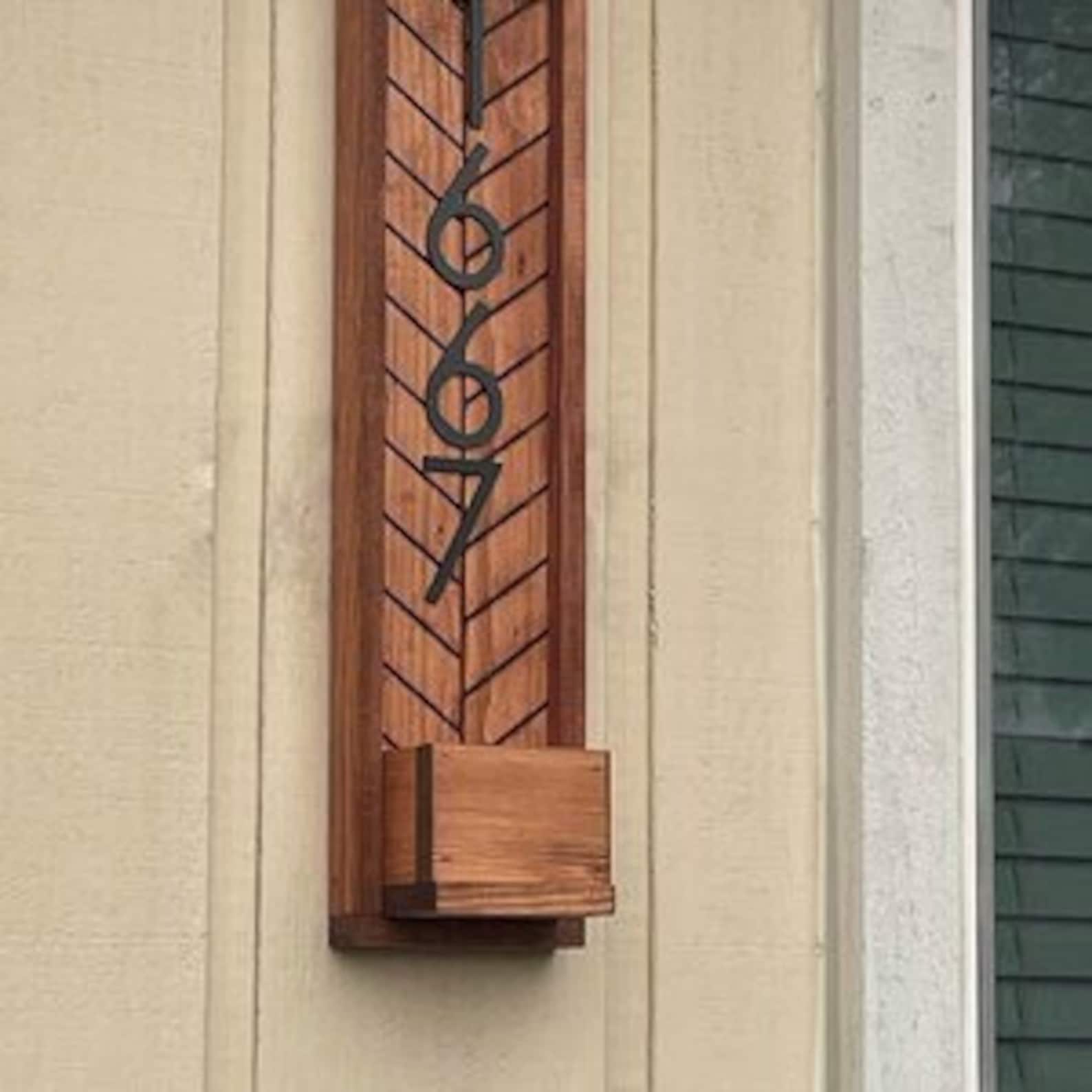Fairview Modern Address Sign With Wall Mounted Planter - Outdoor Home ...