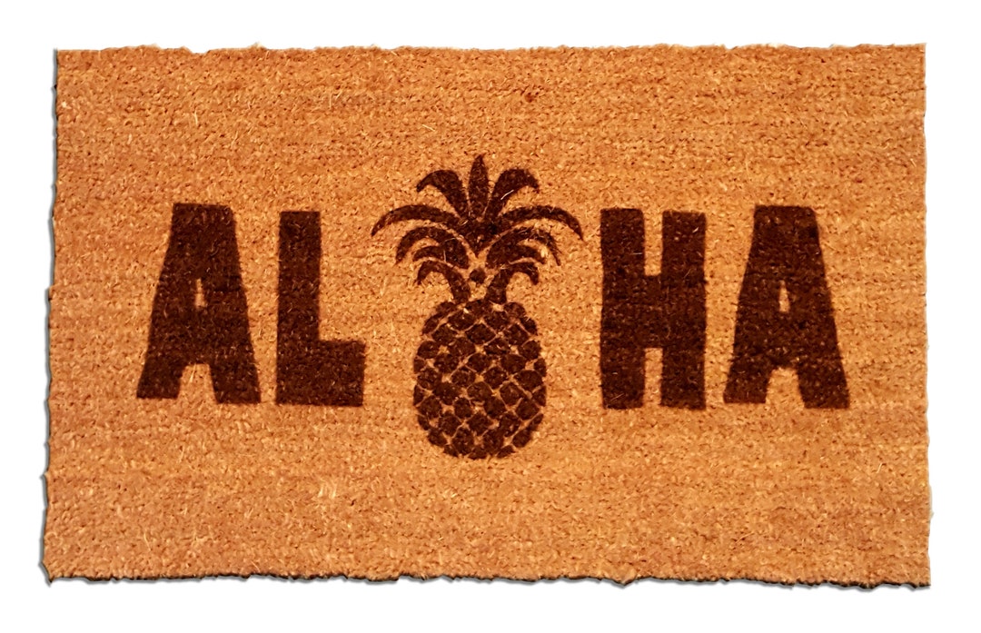 ALOHA Pineapple Laser Engraved Welcome Door Mat - Coir, Coconut Hair ...