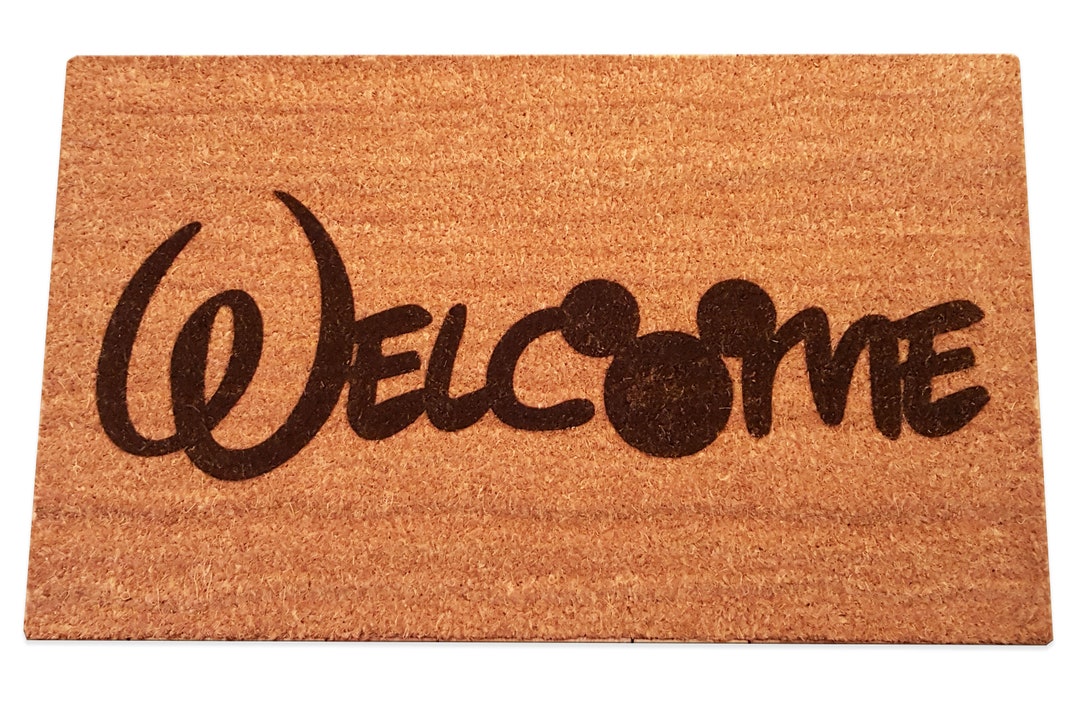 Mickey Mouse Welcome Laser Engraved Door Mat - Coir, Coconut Hair, 30 ...
