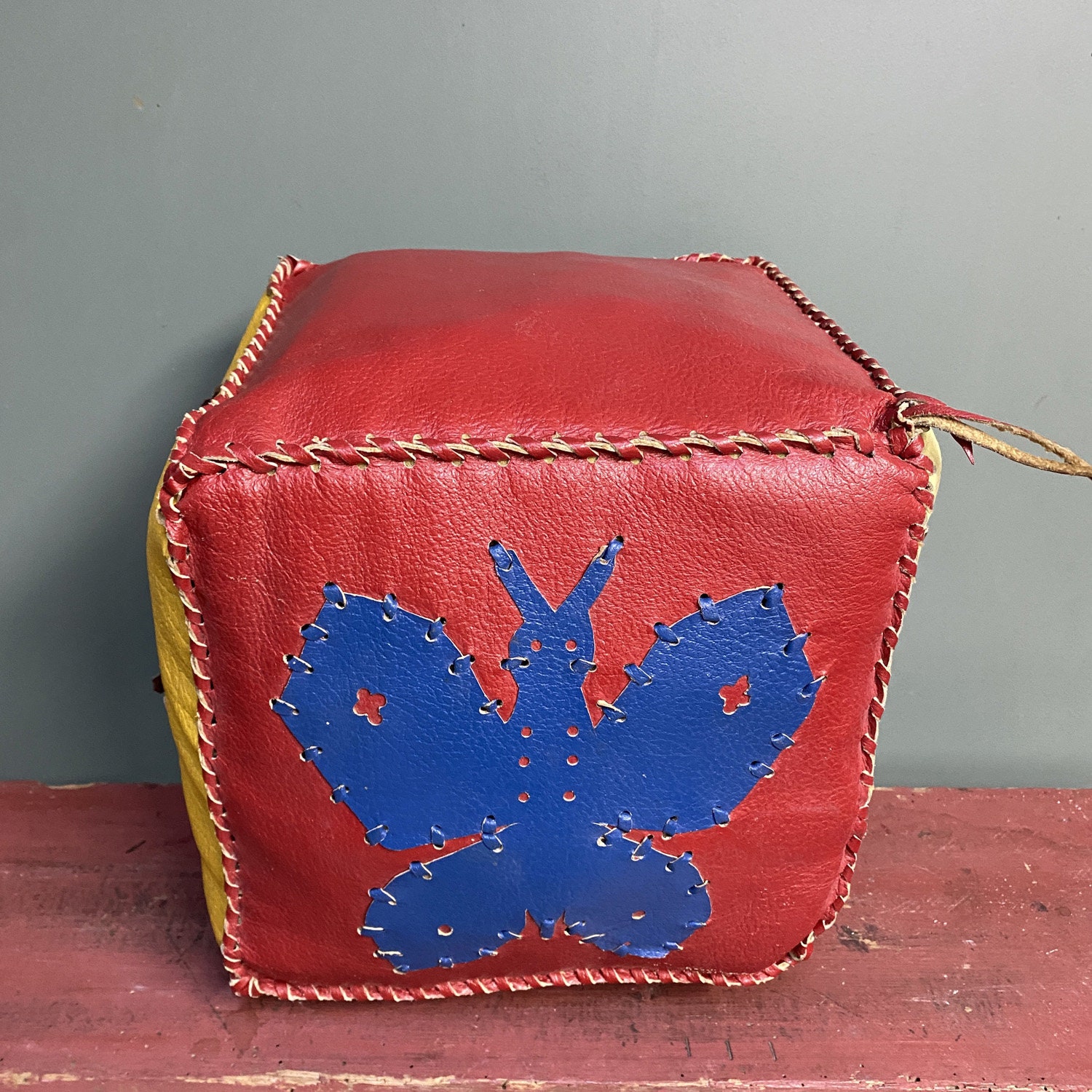 Children's Leather Pouf From the 60s - Etsy
