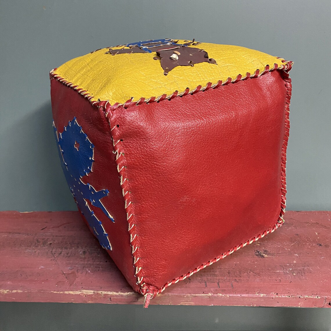 Children's Leather Pouf From the 60s - Etsy