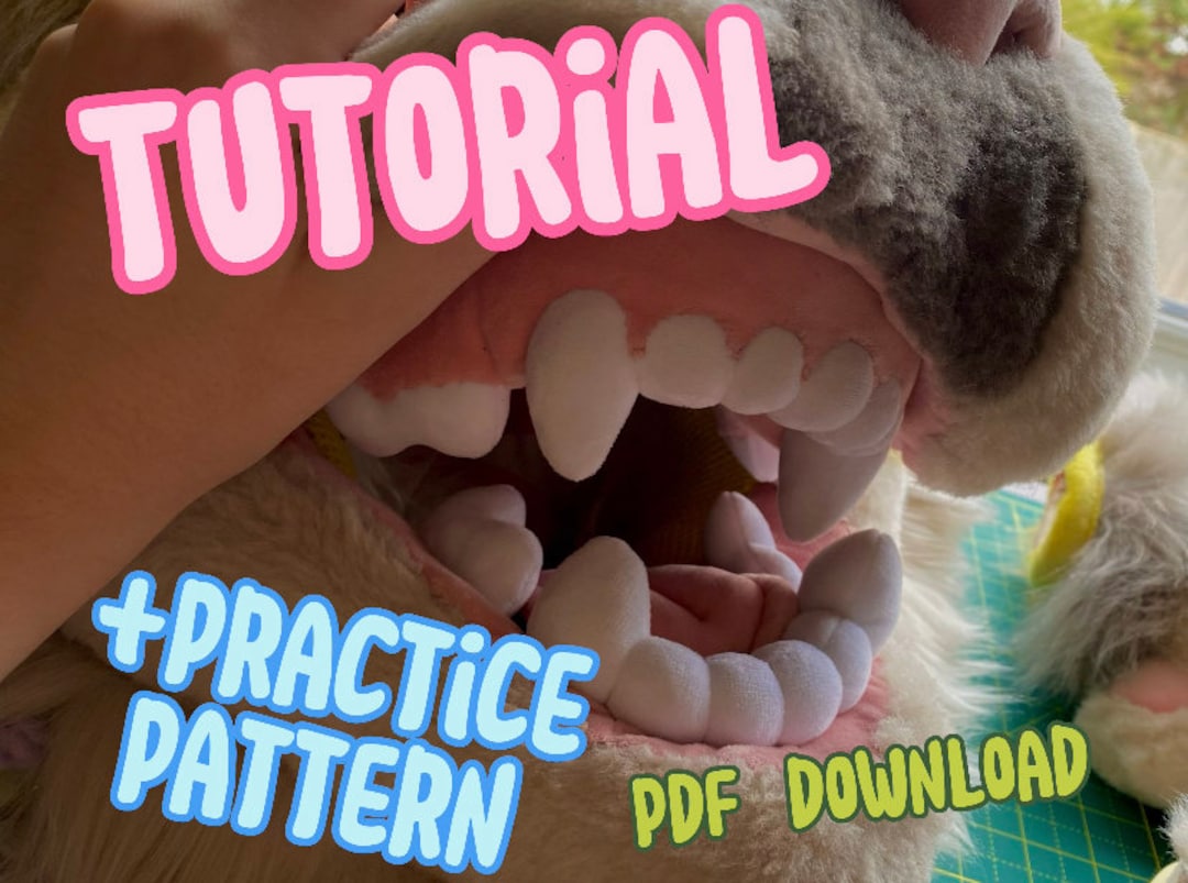 Plush Fursuit Jaw Set, Teeth With Gums Tutorial and Practice Pattern ...