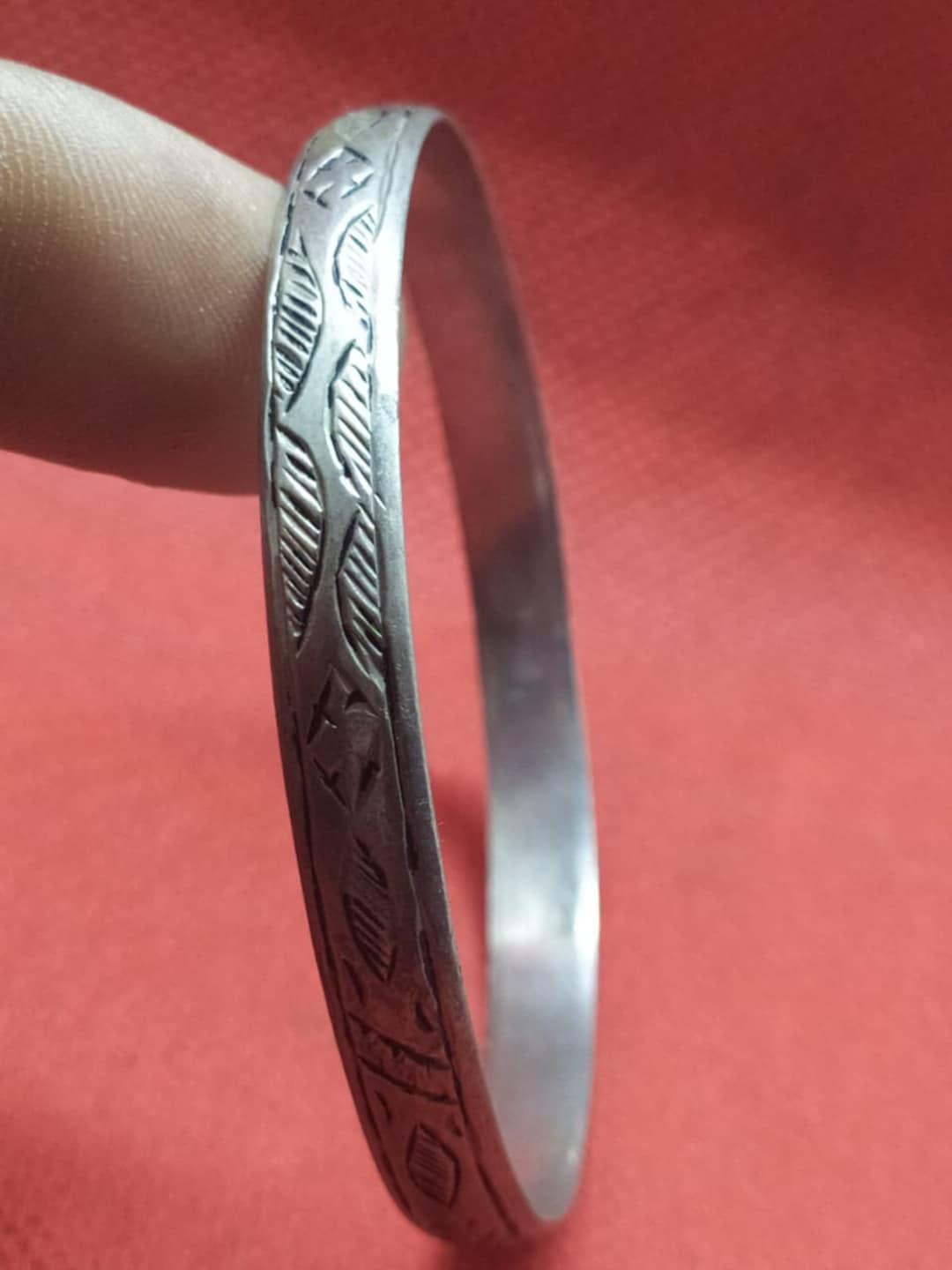 Moroccan Jewelry, Vintage Saharan Fine Silver Solid Bangle, 2 5/8 ...