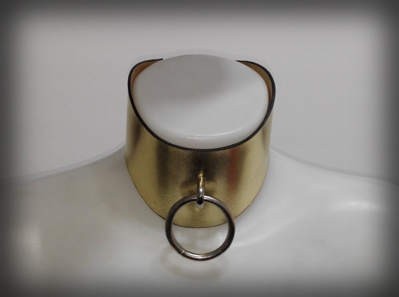 Position collar BDSM Gold leather collar accessory for | Etsy