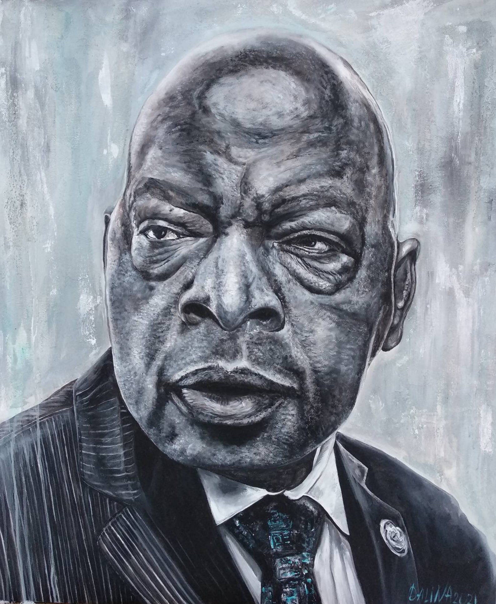 John Lewis Portrait | Acrylic Painting on Canvas, Modern Art (35.4x43.3 ...