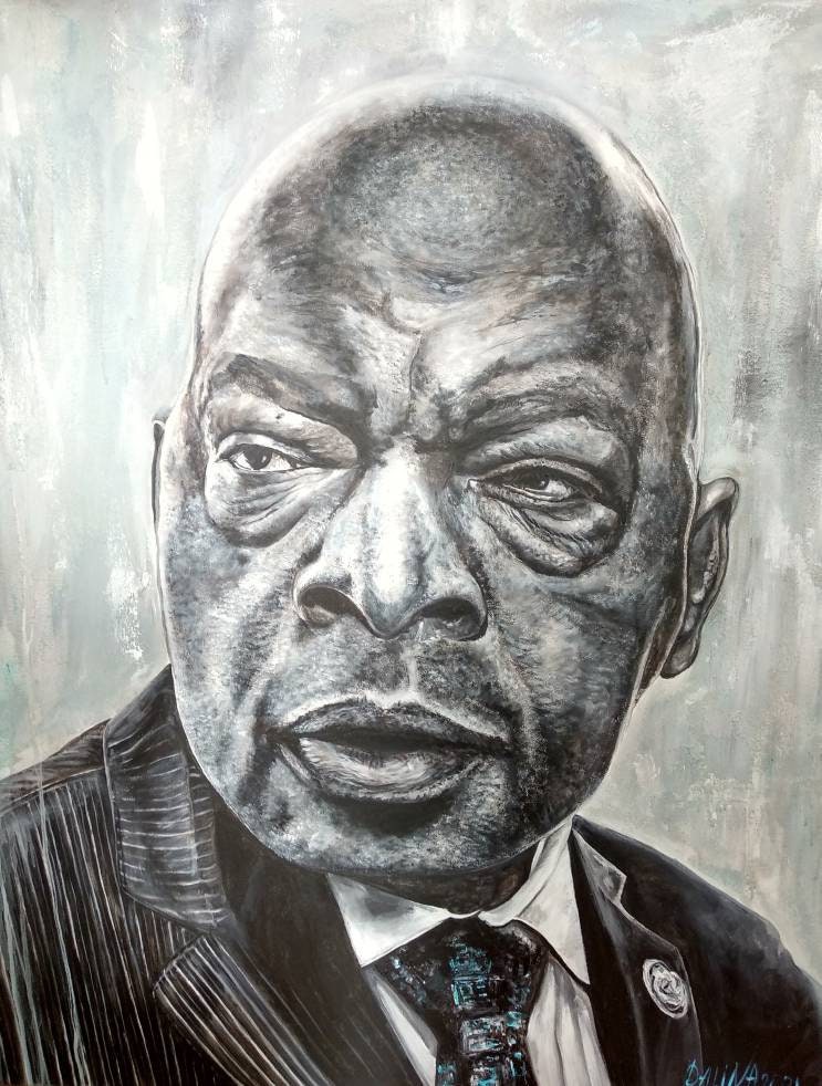 John Lewis Portrait | Acrylic Painting on Canvas, Modern Art (35.4x43.3 ...