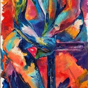 Big Modern Contemporary Man Art Textured Oil Painting for Man Office ...