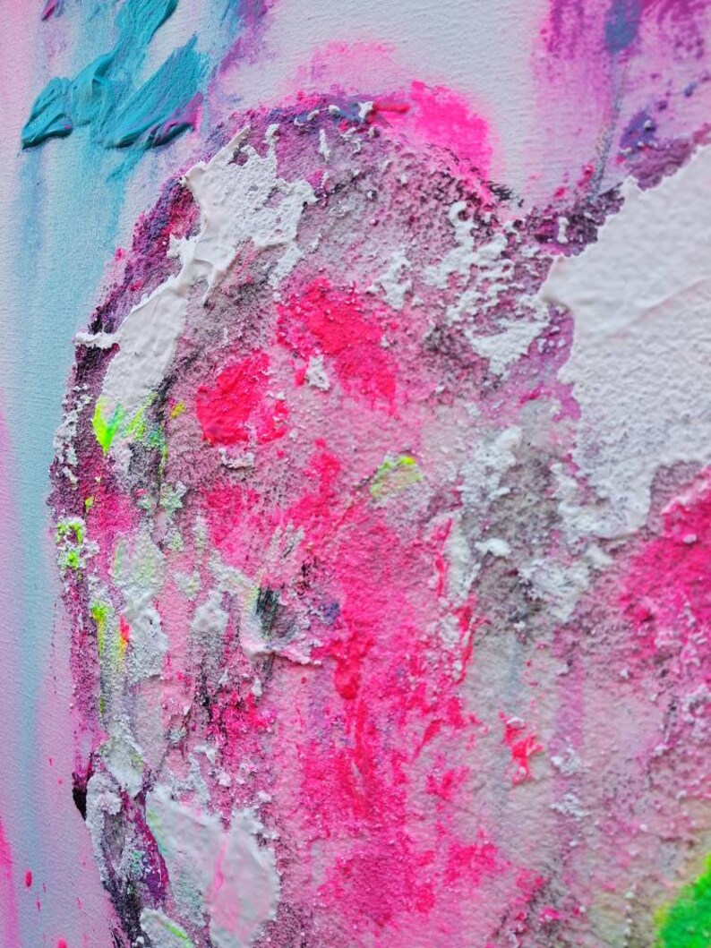 Abstract Heart Acrylic Painting Heart Acrylic Art Bright | Etsy