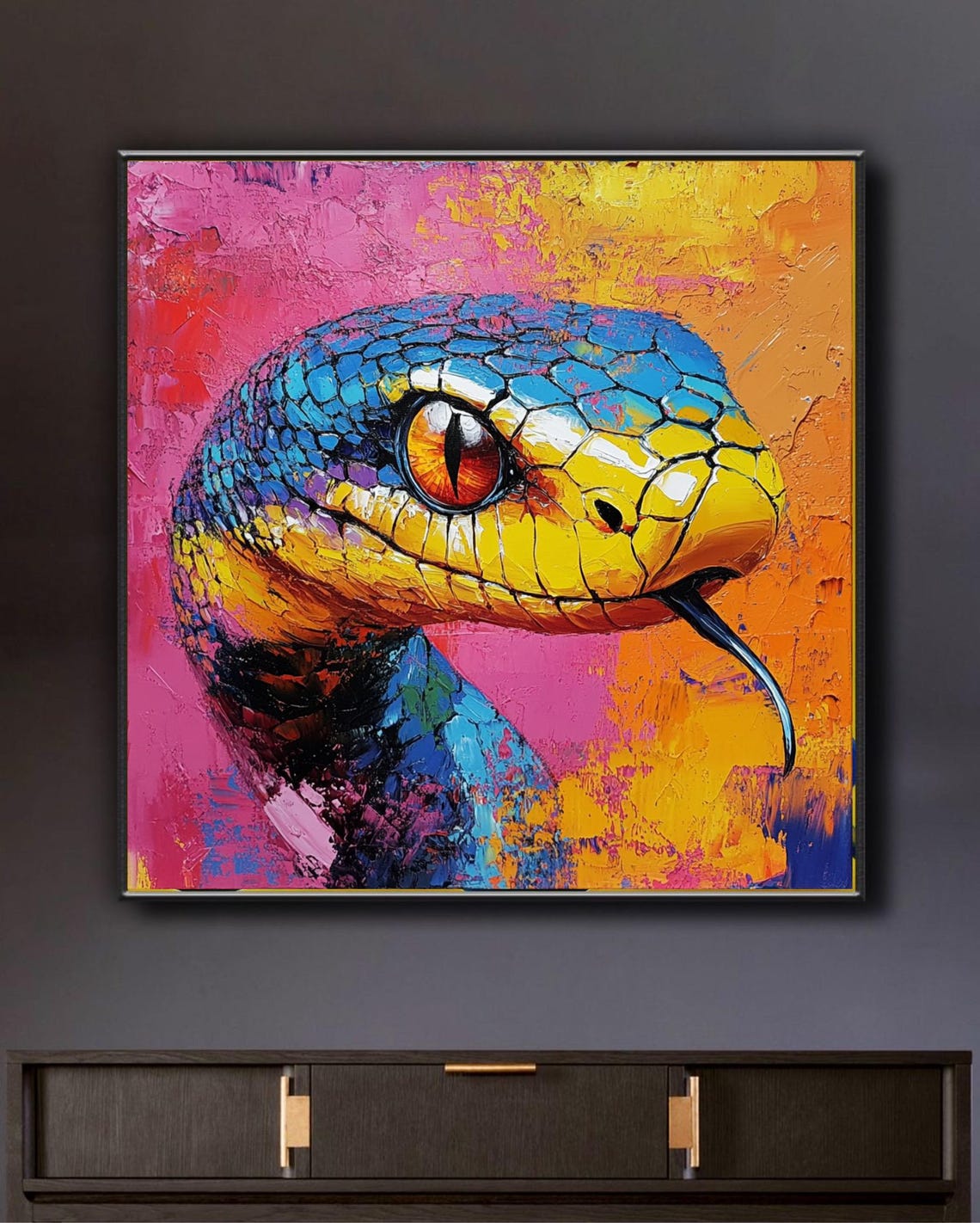 Pop Art Snake Painting, Bright Acrylic on Canvas, Symbol of Wisdom - Etsy