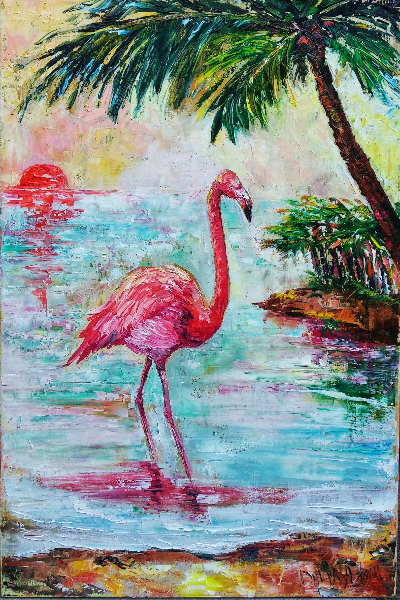 Flamingo Oil Painting on Canvas for Living Room Artwork | Etsy