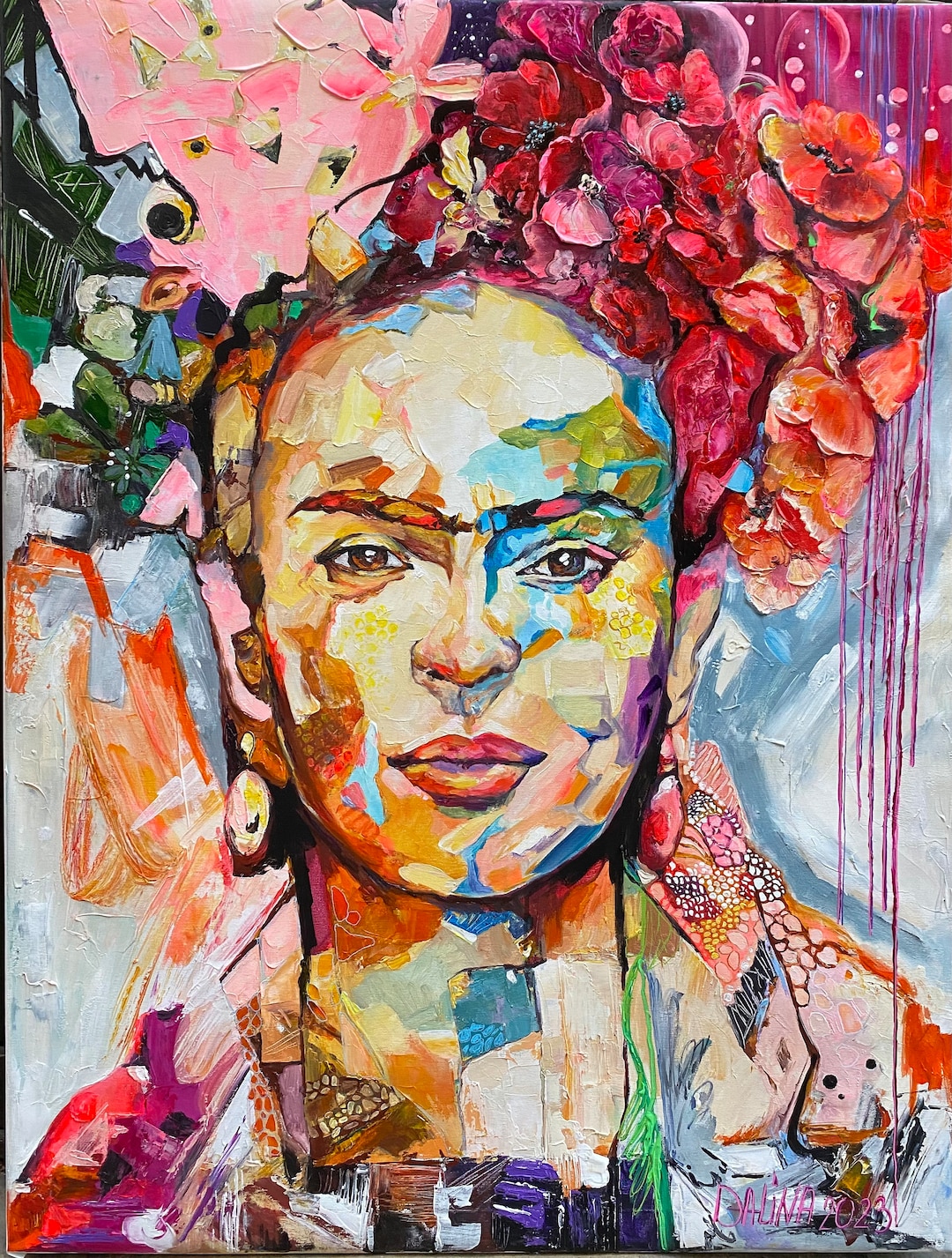 Frida Kahlo Art Frida Kahlo Handmade Painting Frida Portrait Acrylic ...