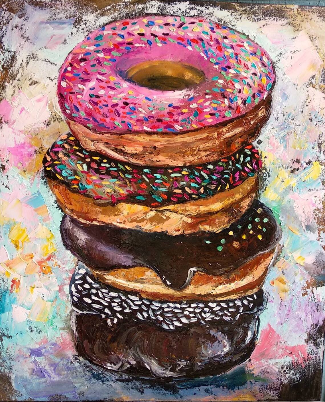 Oil Still Life With Donuts Donuts Art Handmade Donuts Painting - Etsy