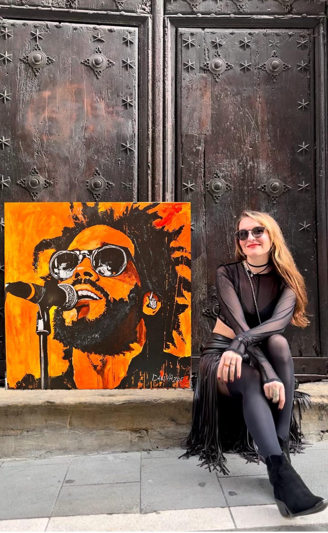 Handmade Portrait of the Legendary Singer Lenny Kravitz Acrylic Big ...