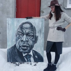 John Lewis Acrylic Portrait John Lewis Big Art American Politician and ...