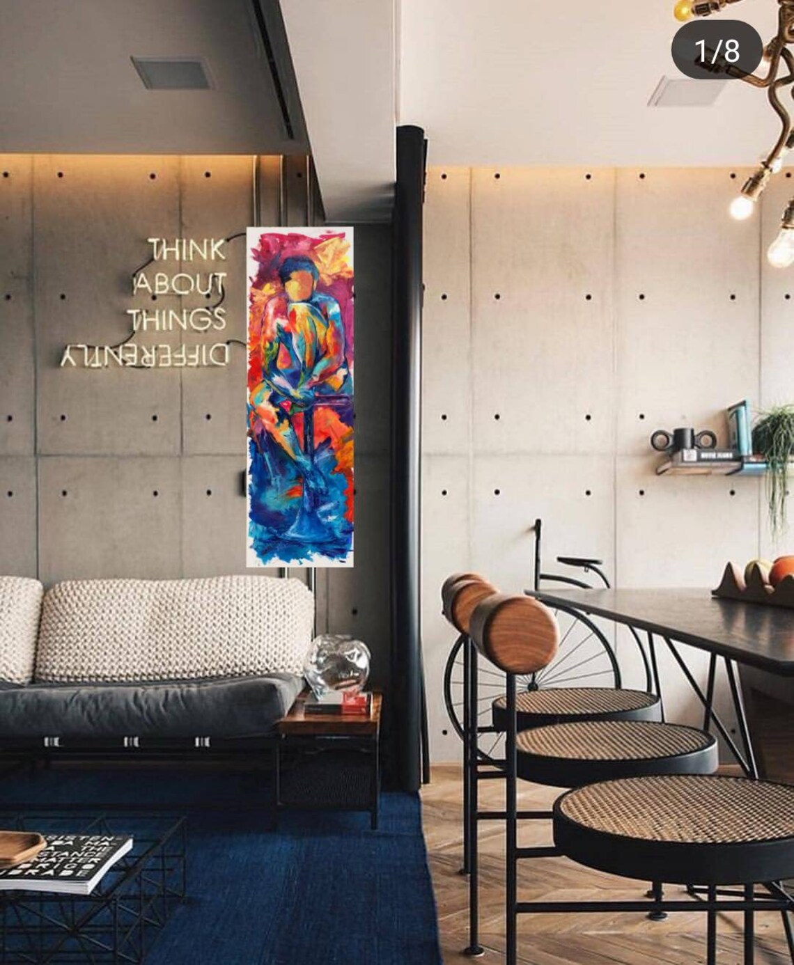 Big Modern Contemporary Man Art Textured Oil Painting for Man | Etsy