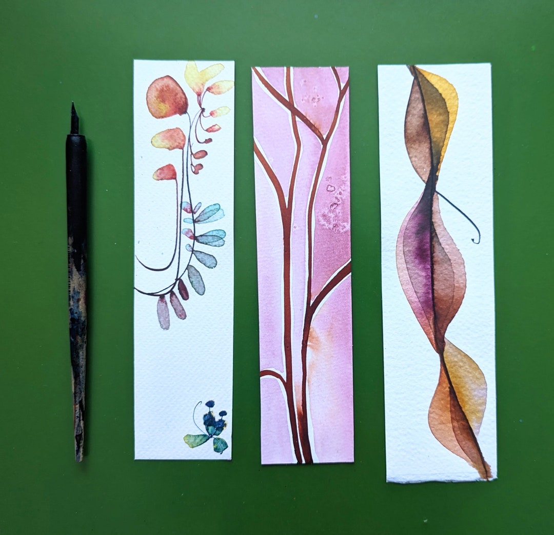 Set of 3 Handdrawn Ink Cards / Bookmarks - Etsy