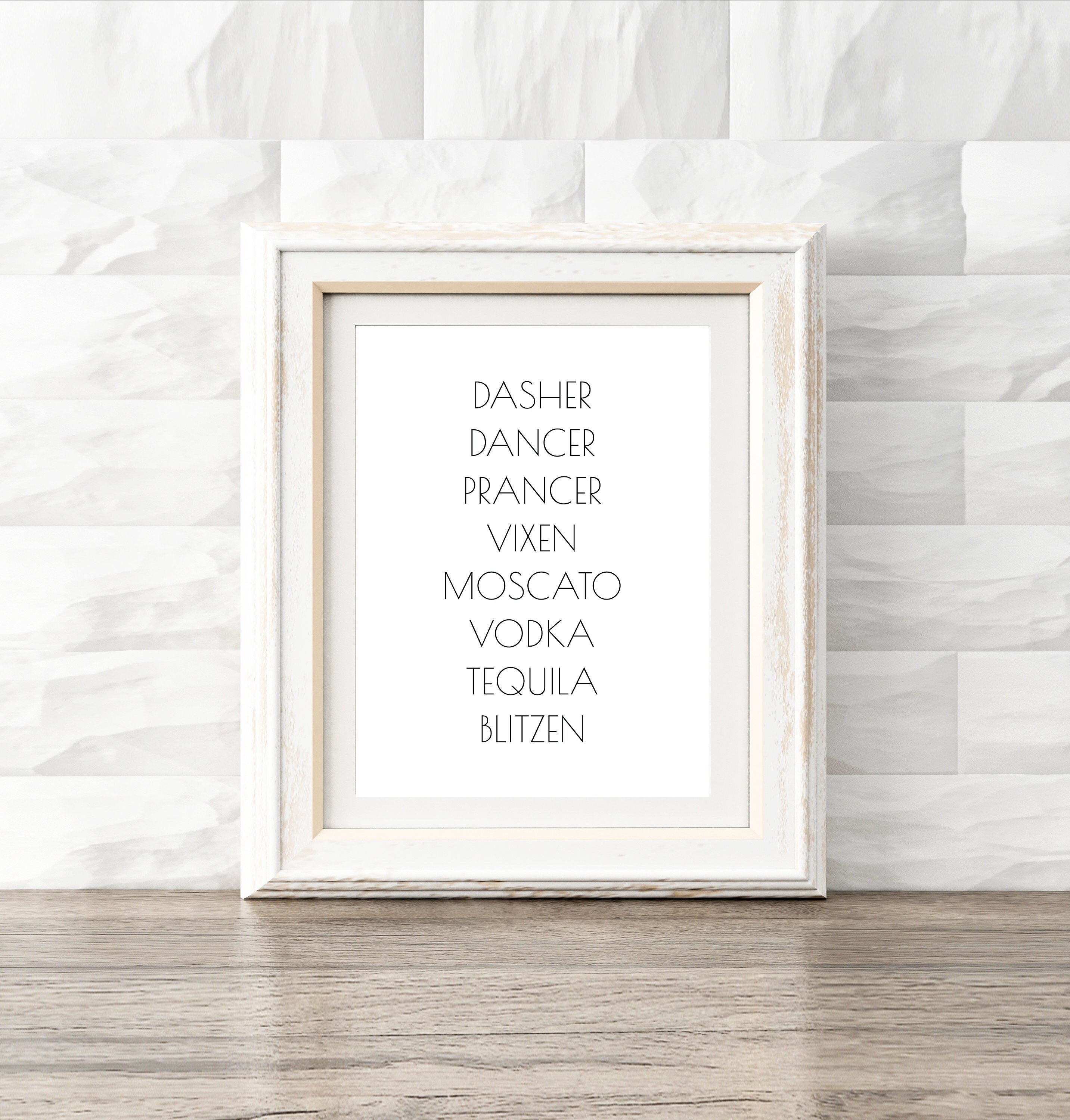 Reindeer Names Print, Bar Cart Sign, Christmas Decor, Holiday Poster ...