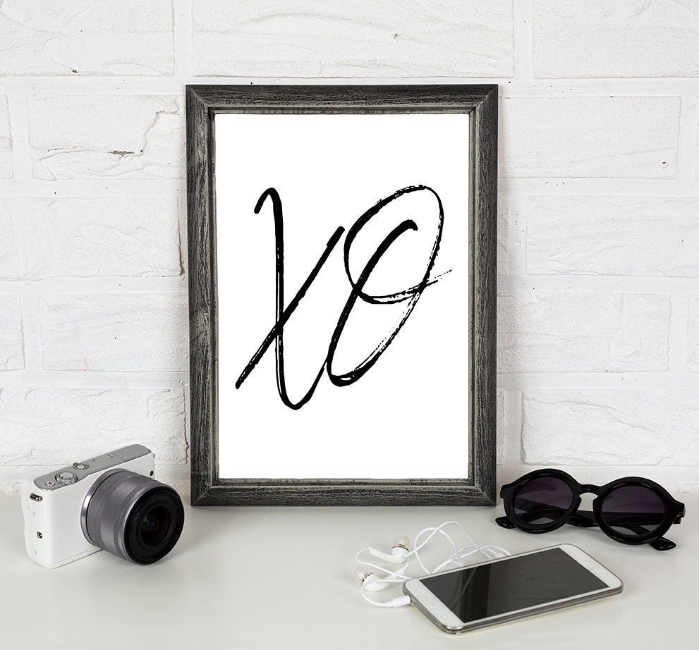 XO Art Printable, Valentine's Day Gift, Bedroom Sign, Hugs and Kisses ...