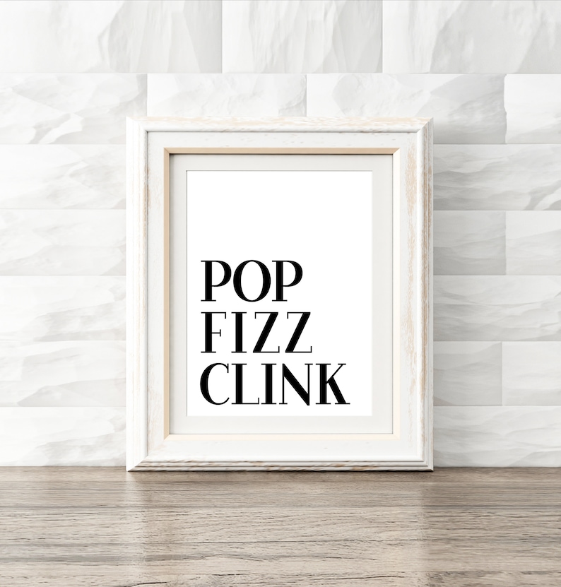 Bar Cart Printable, Pop Fizz Clink Sign, Home Bar Sign, Bar Cart Print ...