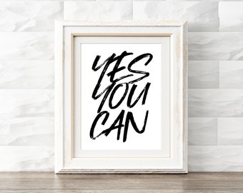 Motivational Printable Yes You Can Poster Instant Wall Art | Etsy