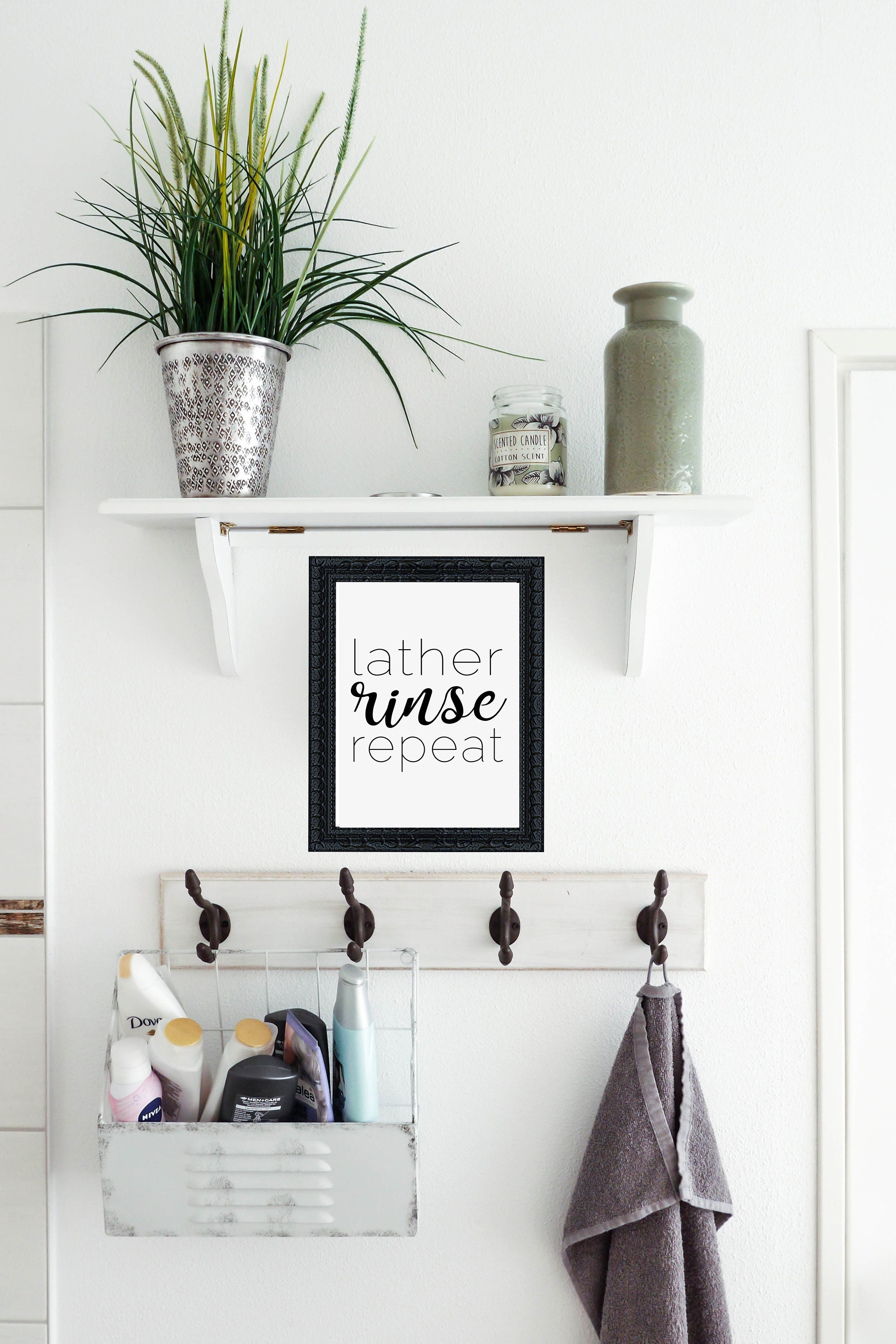 Lather Rinse Repeat Bathroom Printable Instant Wall Decor - Etsy