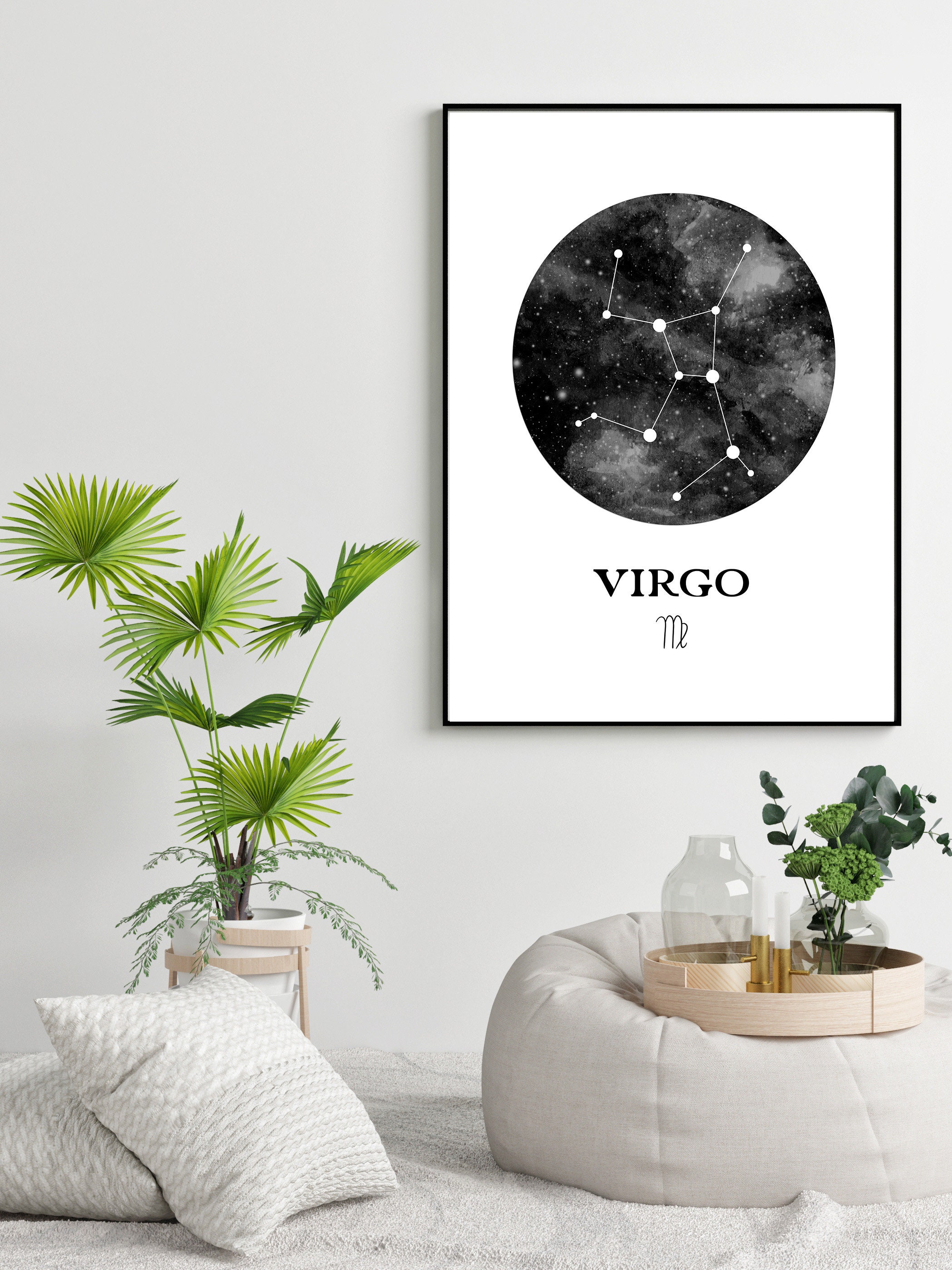 Virgo Printable, Horoscope Poster, Astrology Print, Constellation Sign ...