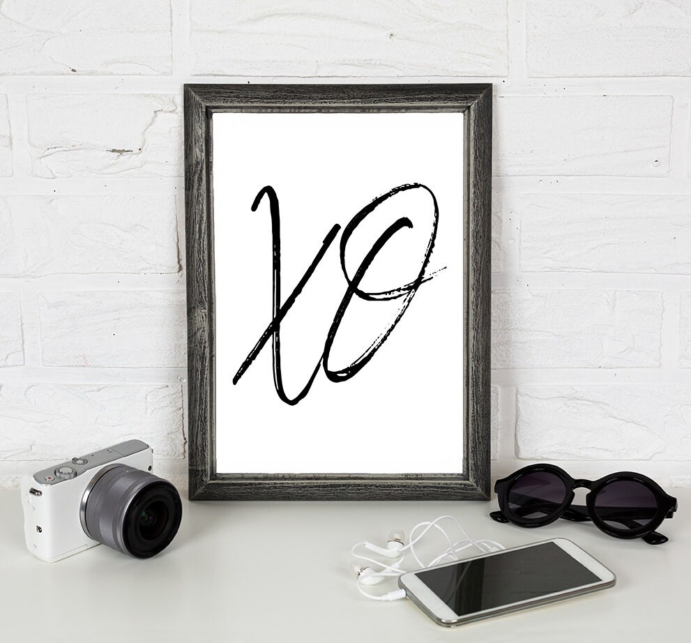 XO Art Printable, Valentine's Day Gift, Bedroom Sign, Hugs and Kisses ...